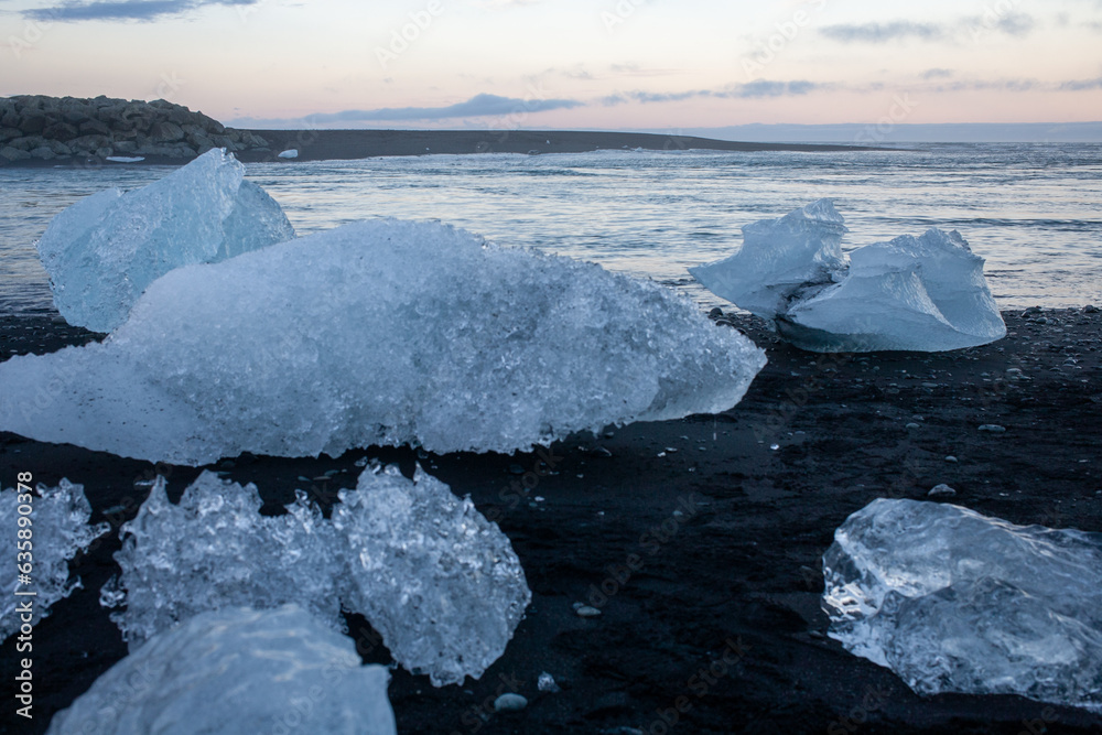 Diamond Beach is a striking black-sand beach famed for the huge ...