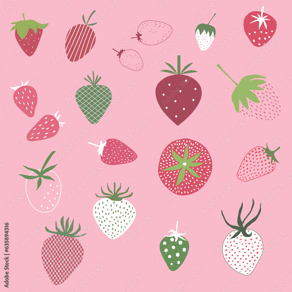 Cute fresh strawberry isolated on background.Design for print screen ...