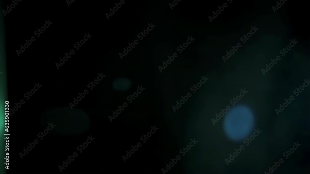 Real optical flare with blue light leak, lens flare, strobe in loop ...