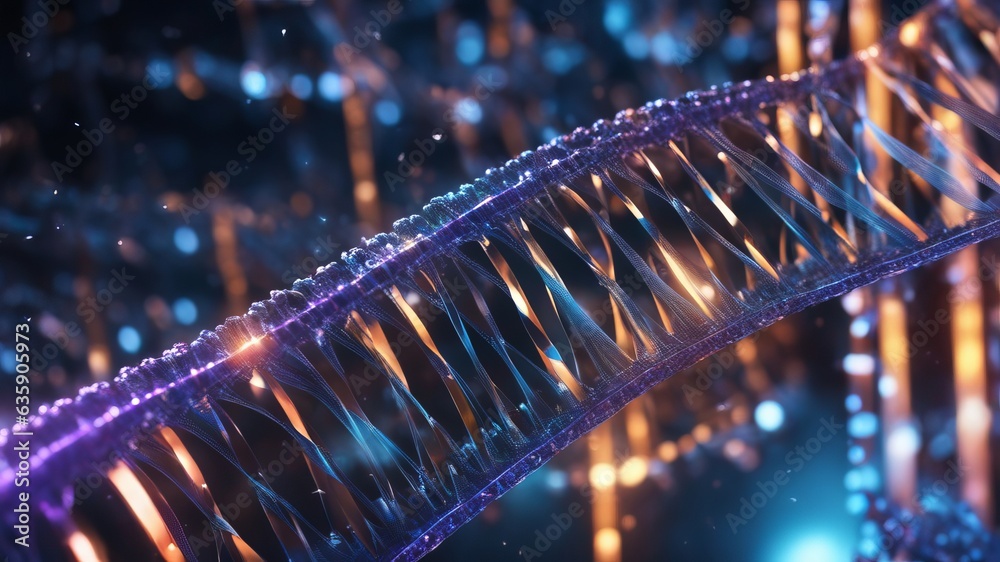 Art concept of artificial creation of DNA and rnc genetic code and ...