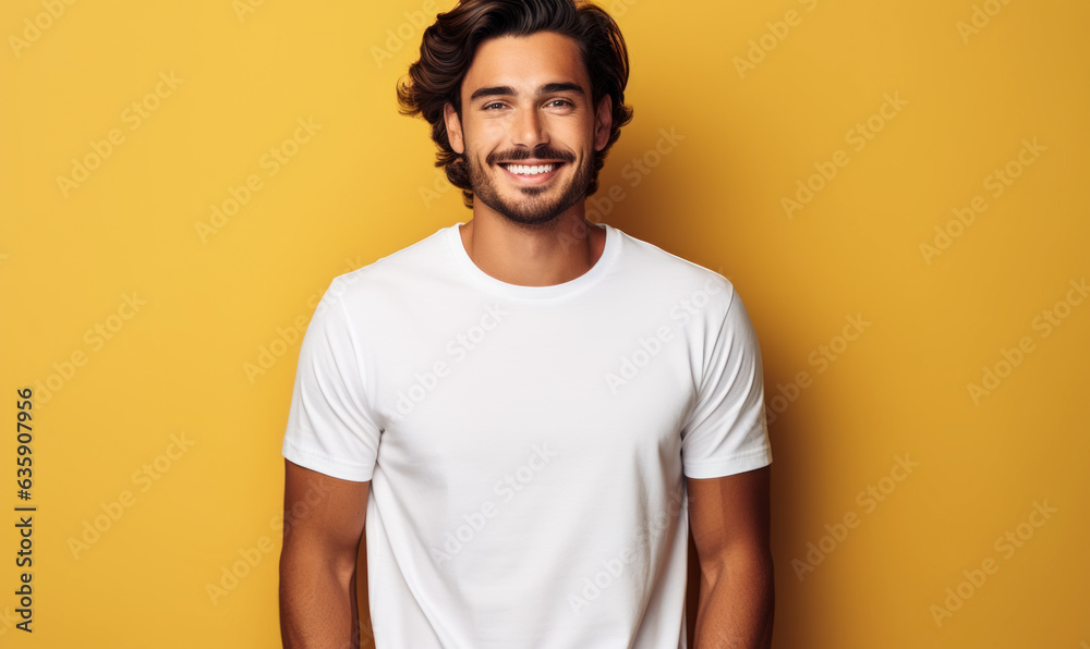 T-Shirt Design Template with Young Man Mockup: A t-shirt design ...