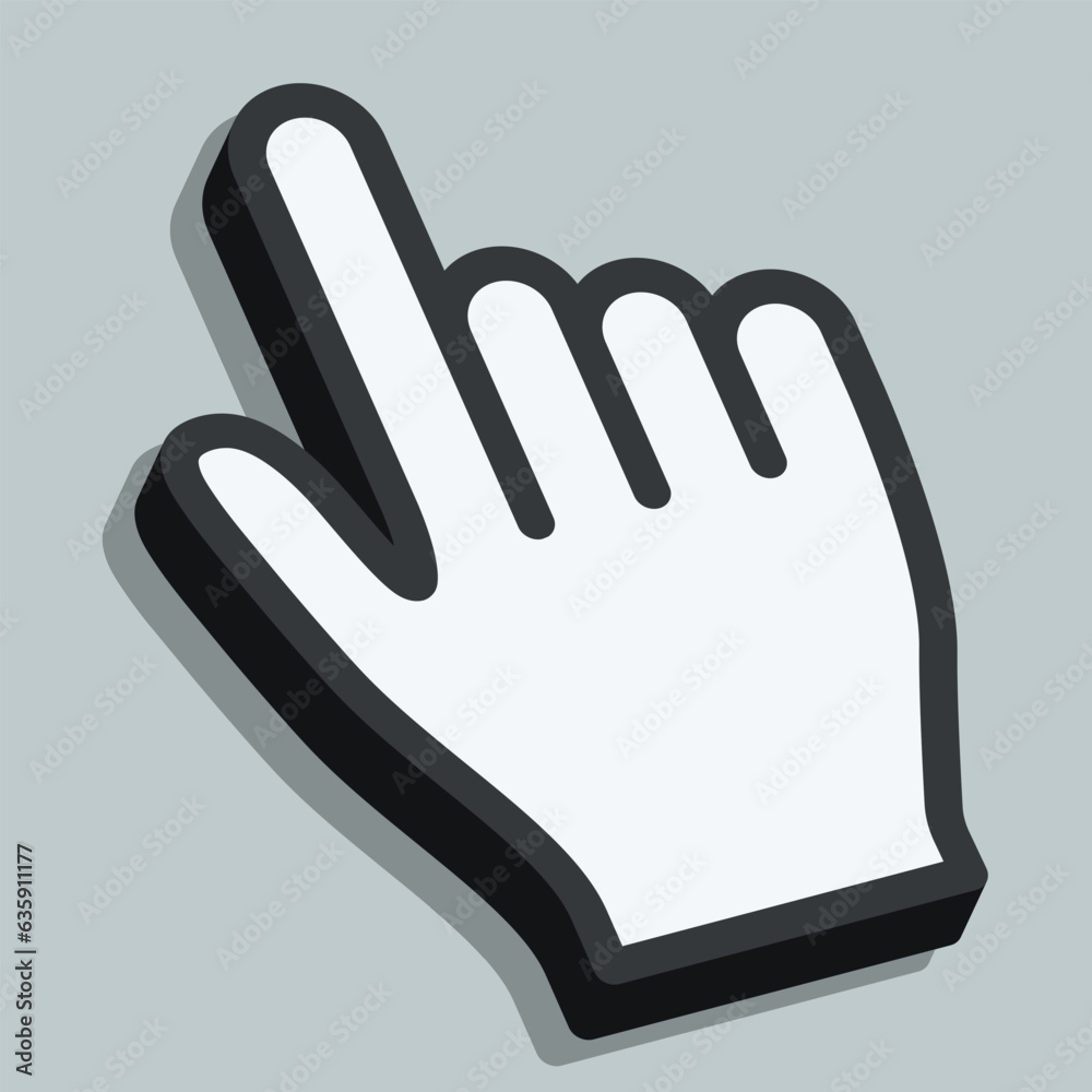 Mouse cursor 3d. Mouse hand cursor. Computer Mouse click cursor. Black ...