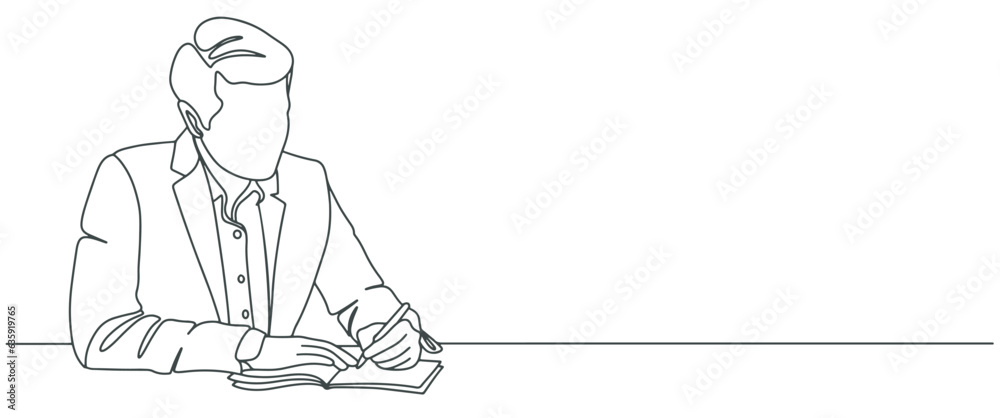 sketch of a person in a suit doing signature line art vector ...