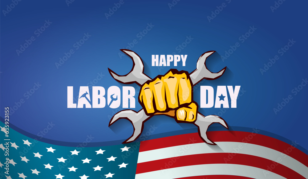 labor day Usa vector label or horizontal background. vector happy labor ...