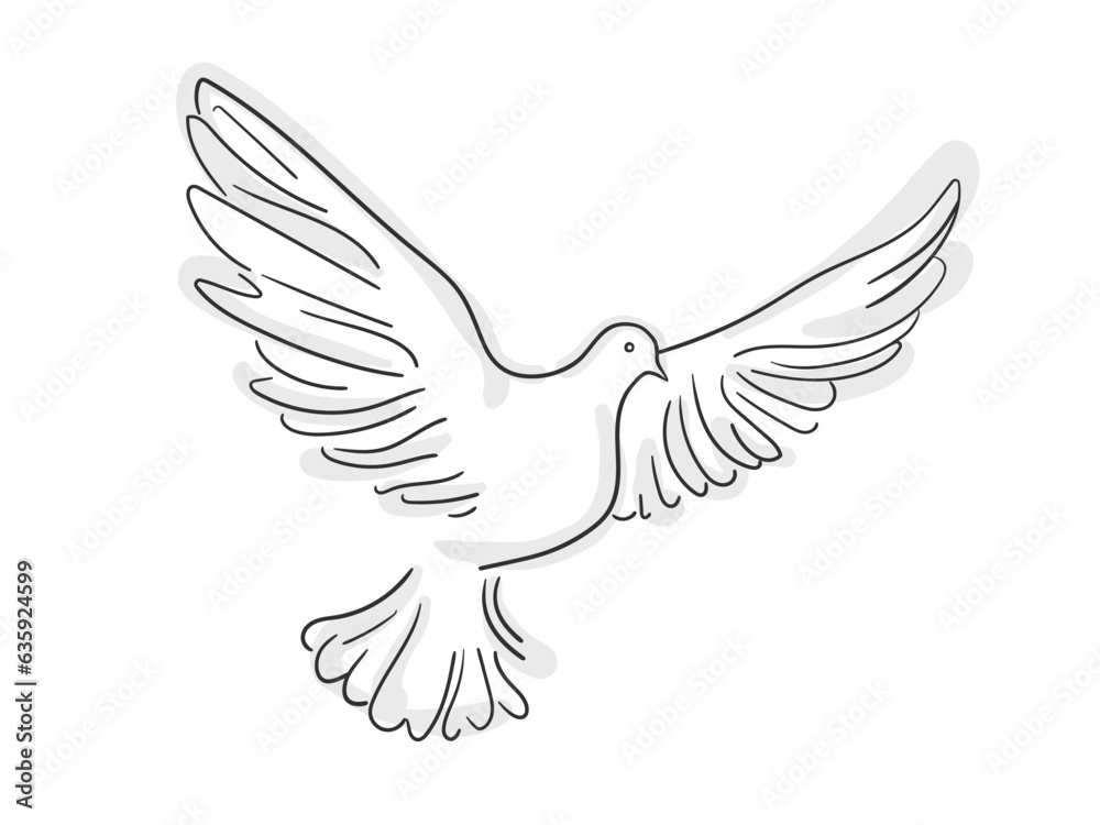 Pigeon line drawing on white background. Outline Vector illustration ...