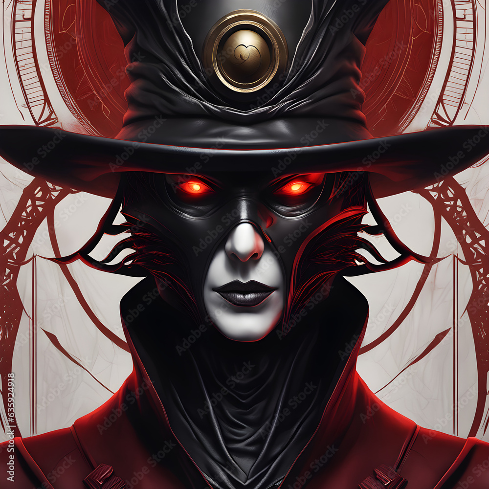 Villain, dark, red eyes, afterimage, black smoke, masked and hooded ...