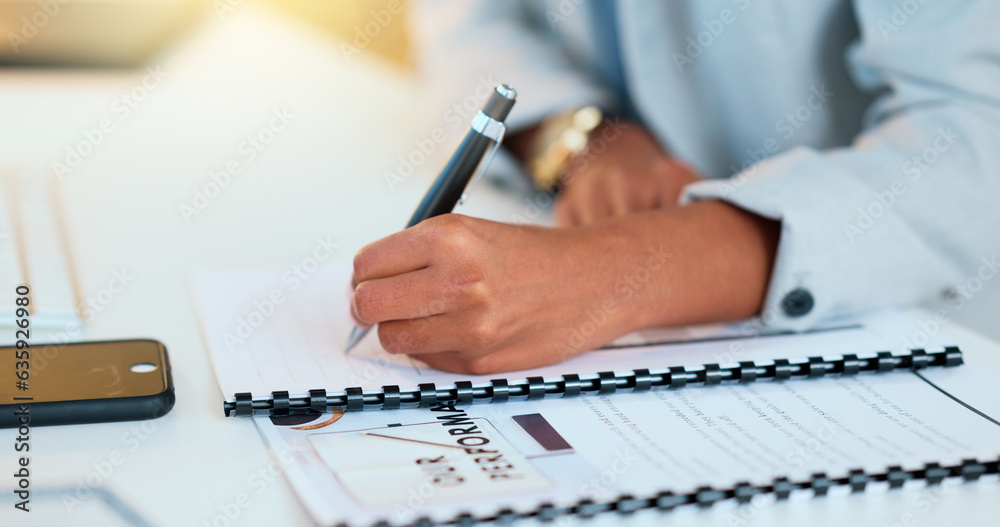 Closeup man hands filling in company paperwork. Professional individual ...
