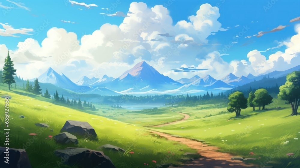 Beautiful Landscape Game Art Stock Illustration | Adobe Stock