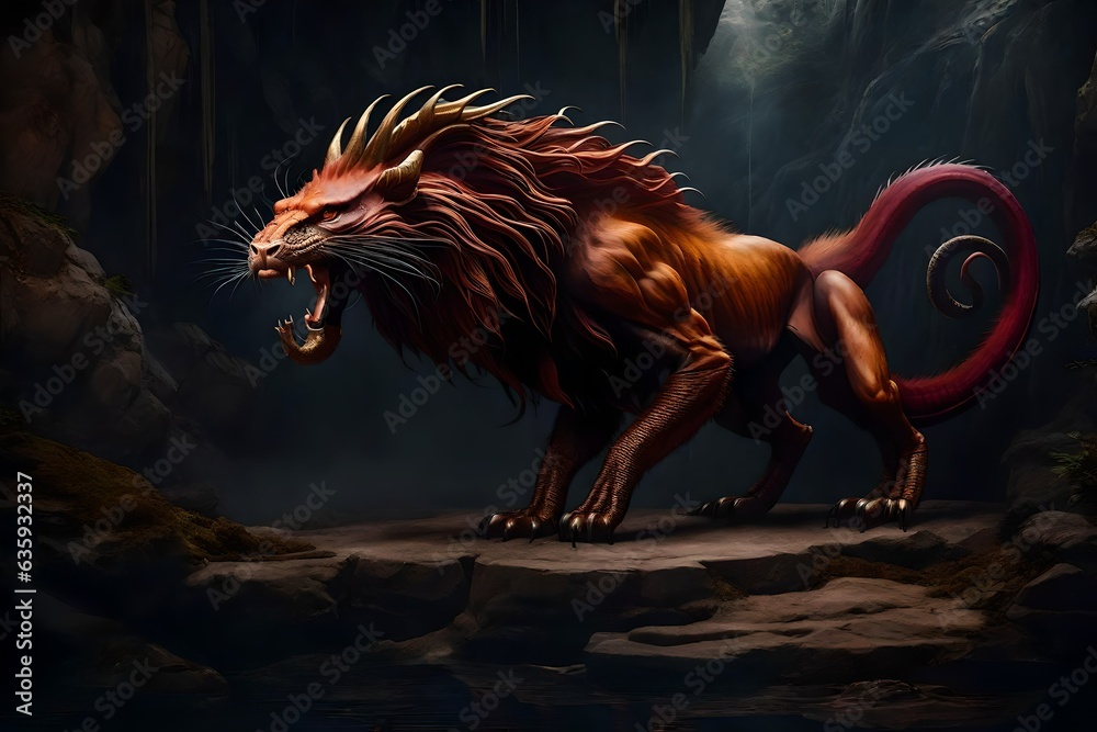 A full body shot hyper-realistic manticoreA full body shot hyper ...