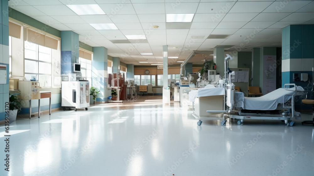 Empty white clean and pristine hospital. Concept of Sterile environment ...