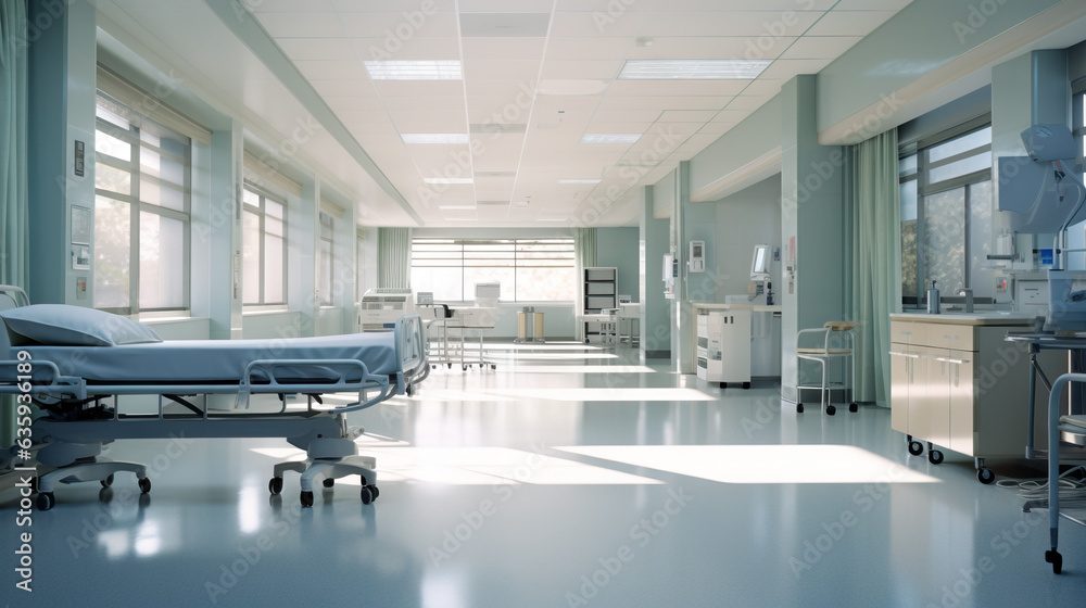 Empty white clean and pristine hospital. Concept of Sterile environment ...