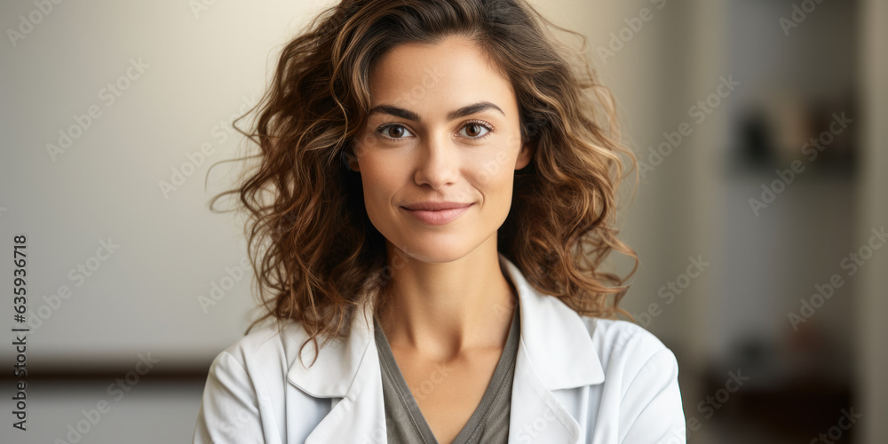 Professional Female Doctor Standing with Arms Crossed over White ...