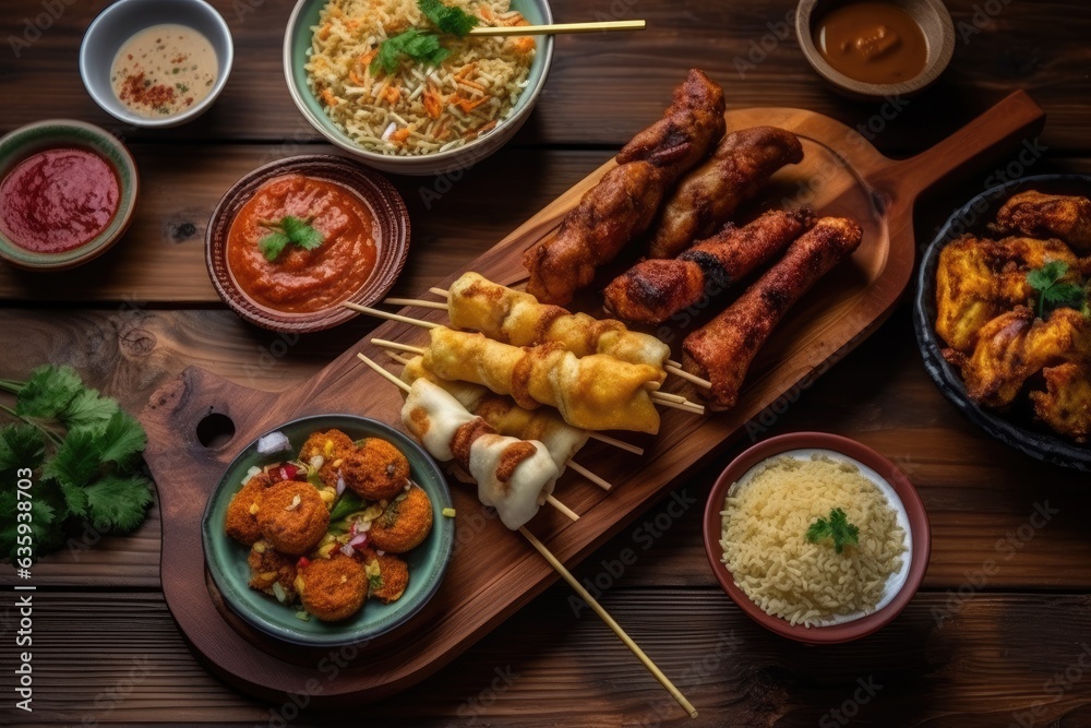 a variety of Indian cuisine Chicken biryani, chicken korma, chicken ...