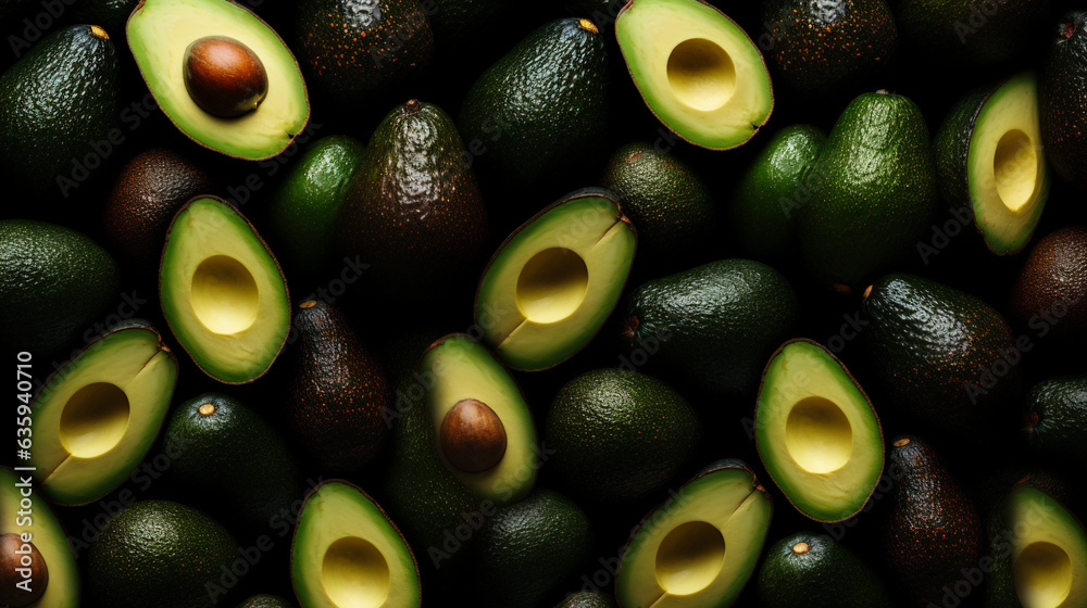 Avocado presentation template and background. Avocados that have been ...