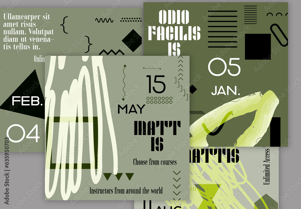 Social Media Square Post Layout Simple Geometric Shapes and Scribbles ...