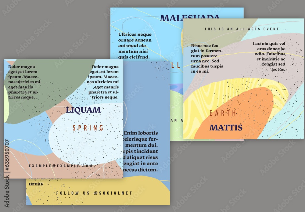 Social Media Square Post Layout Overlapping Blobs Textured With Spots ...