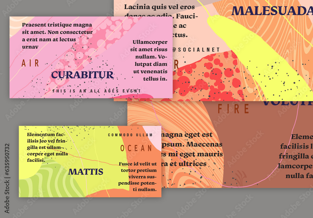 Web Banner Layout Overlapping Blobs Textured With Spots And Lines Stock ...