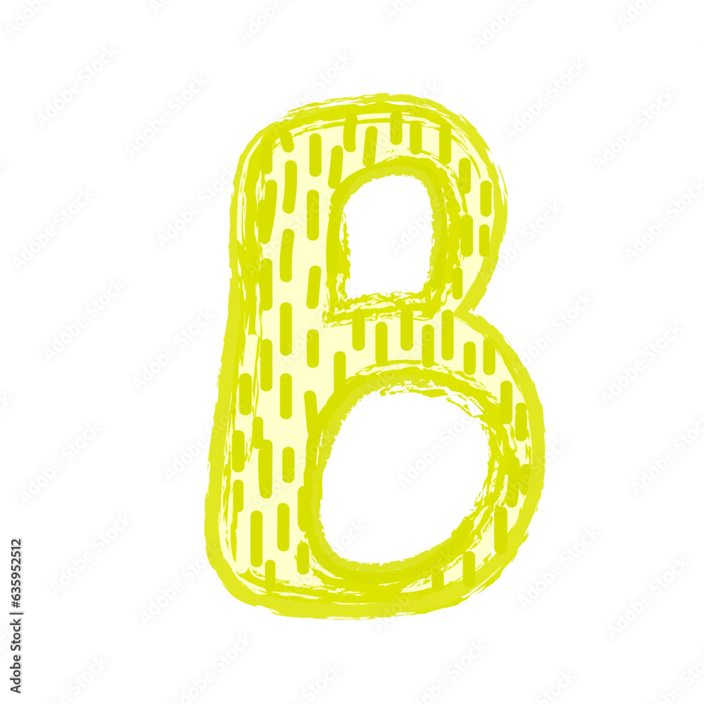 Pencil sketch doodle colored letter B. Vector illustration of single ...