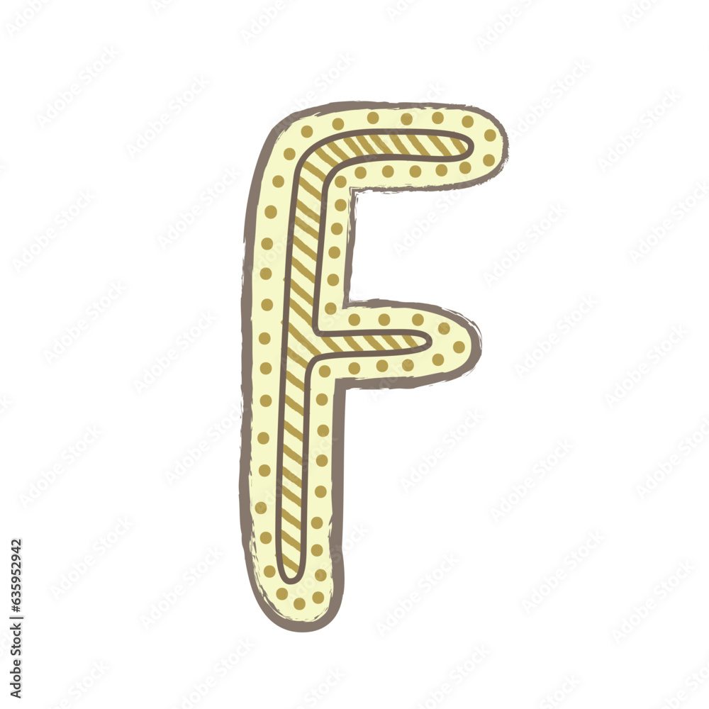 Pencil sketch doodle colored letter F. Vector illustration of single ...