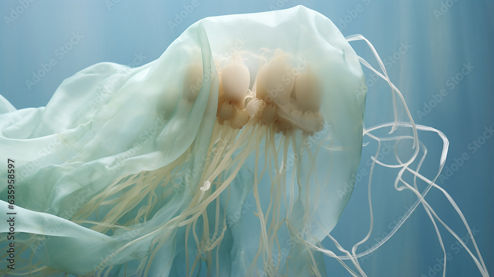 a floating gelatinous jellyfish in a marine ocean environment plastic ...