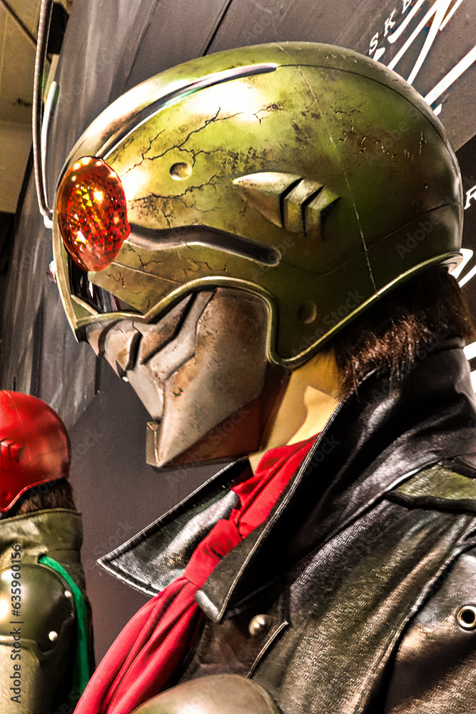 OSAKA,JAPAN - Aug 17, 2023 : A life-size statue of the Kamen Rider the ...