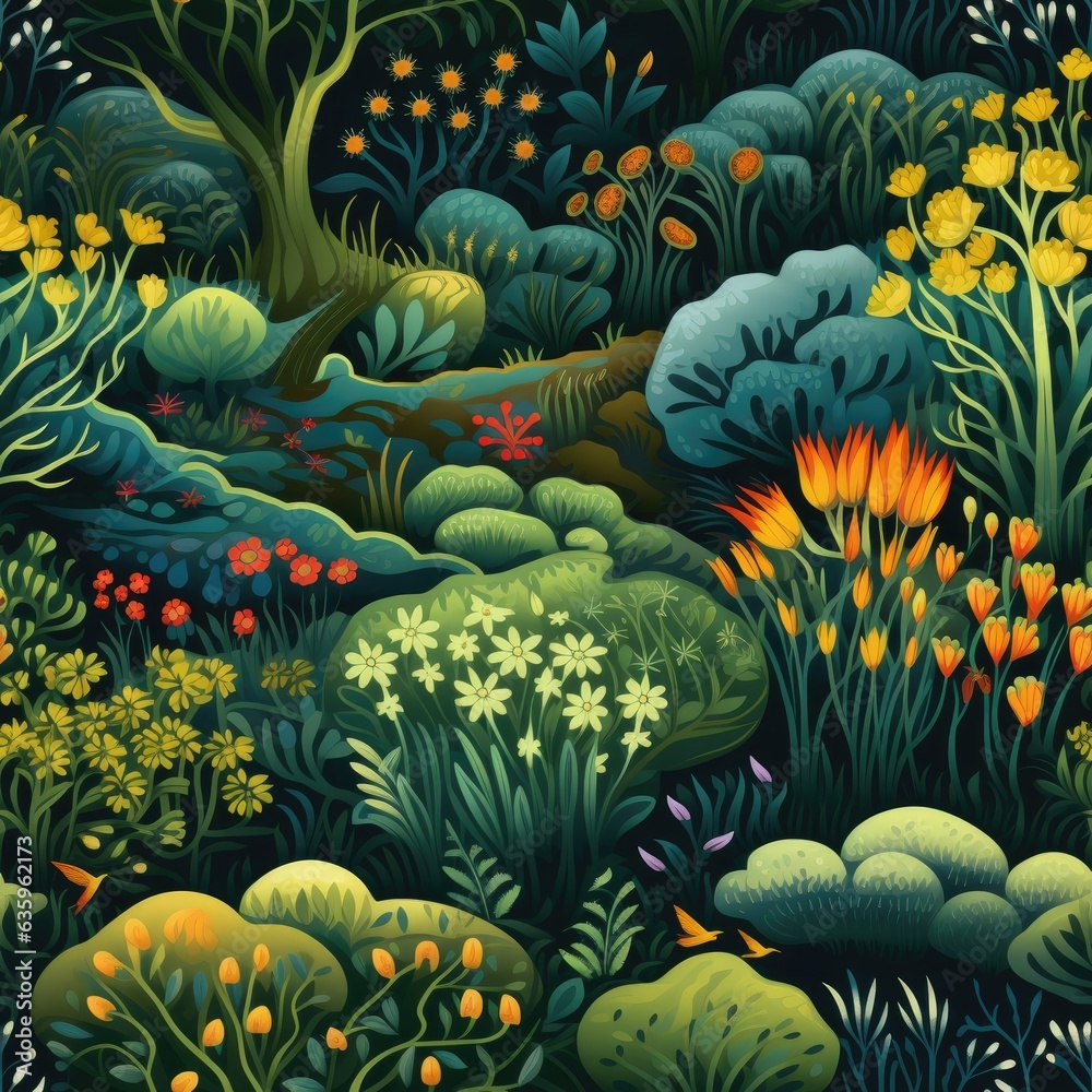 Tile, Flowers, Night, Spring pattern, Nature texture, Vegetation ...