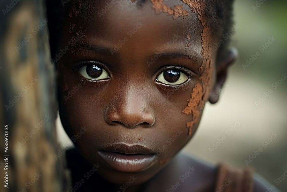 Sad lonely little african child Generative AI Stock Photo | Adobe Stock