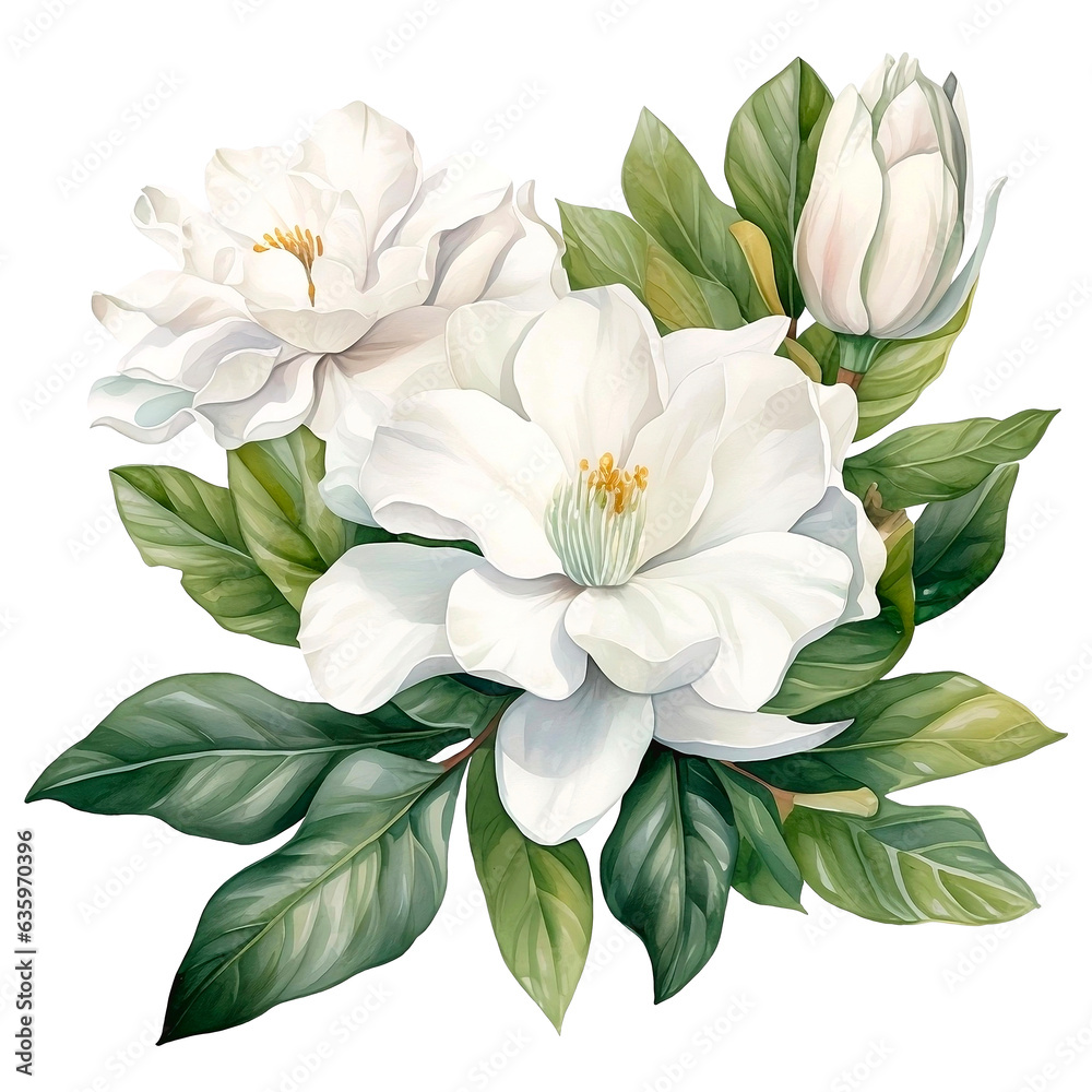 Water color beautiful gardenia flowers illustration png clip art Stock ...