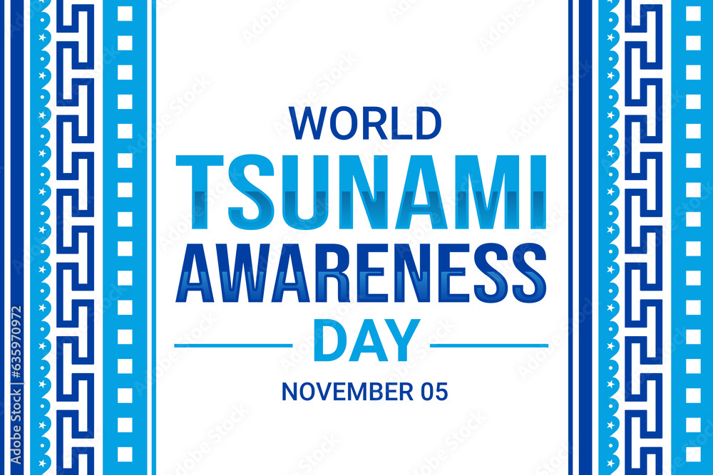 World Tsunami Awareness Day Wallpaper in traditional border style with ...