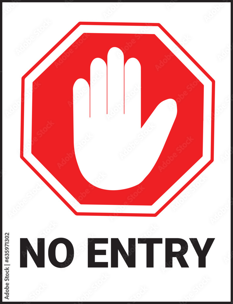 Red stop hand sign no entry Stock Vector | Adobe Stock