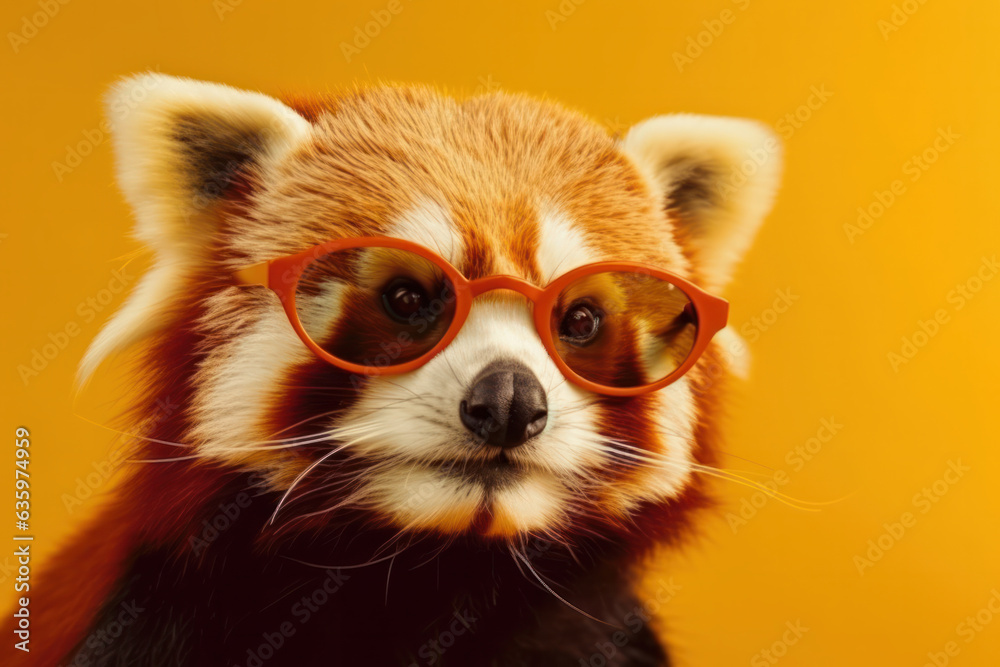 Cute red panda in shades, a popular attraction in zoos. Found in ...