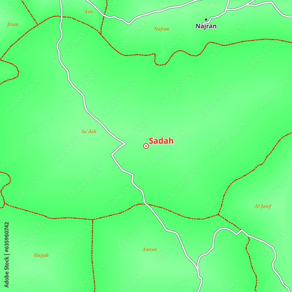 Illustrated Map of Sadah City in Yemen Stock Illustration | Adobe Stock