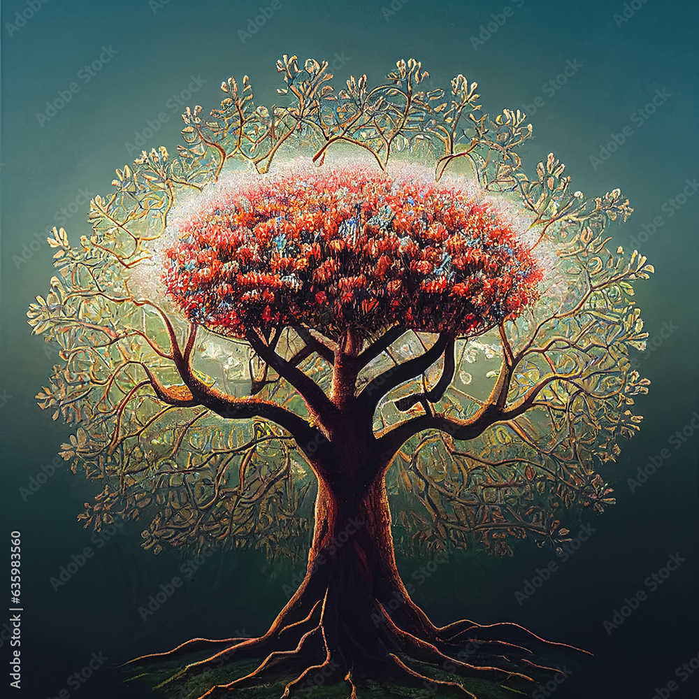 Beautiful tree of life, mythological sacred tree, spiritual healing ...