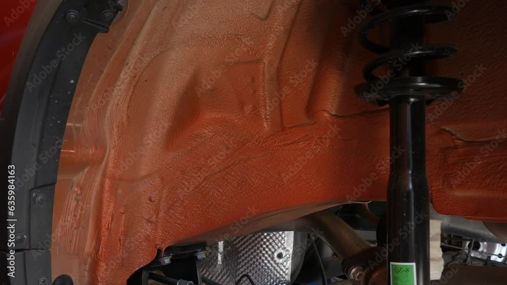 SUV front arch, front suspension, shock absorbers and disc brakes ...