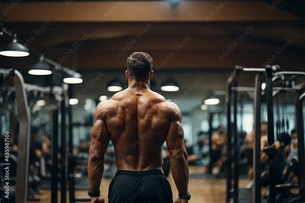 Illustrazione Stock muscular bodybuilder handsome men doing gym back ...