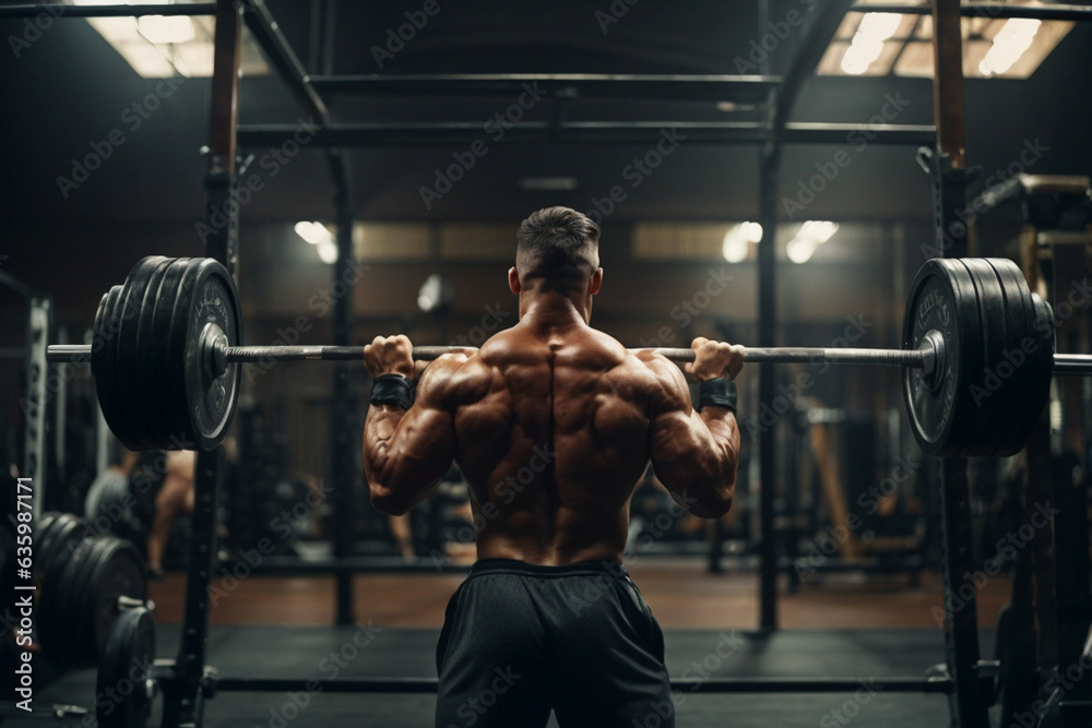 Illustrazione Stock muscular bodybuilder handsome men doing gym back ...