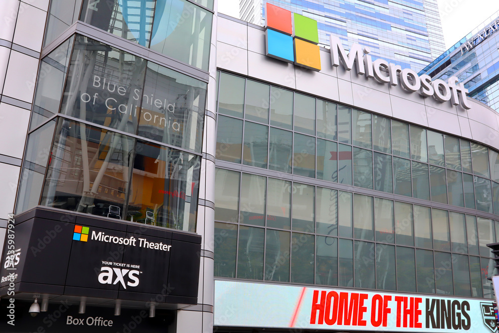 Los Angeles, California: Microsoft logo at Microsoft Theater, XBOX ...