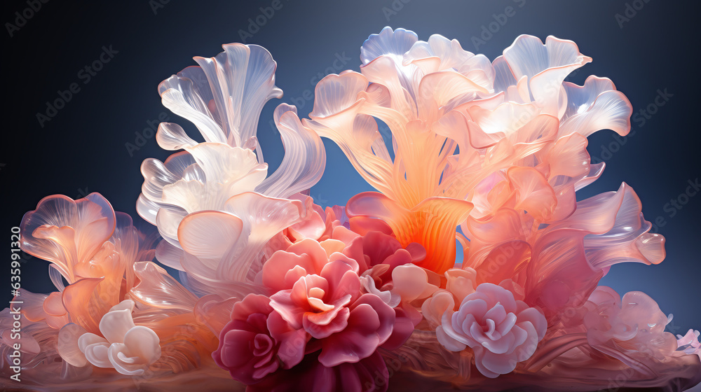Underwater coral flowers. Coral background wallpaper with pink anemone ...