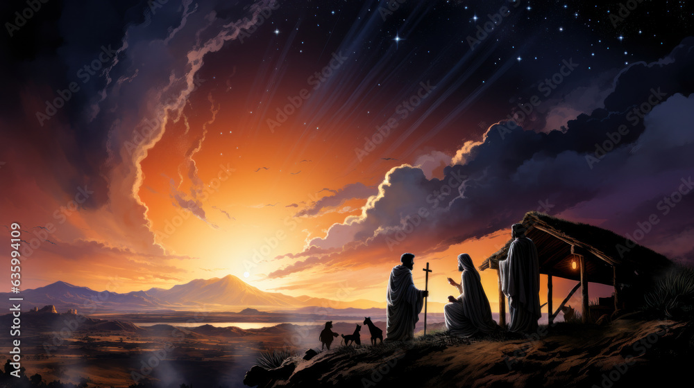 Jesus' Birth: A Miracle in the Stable: A painting of the Nativity of ...