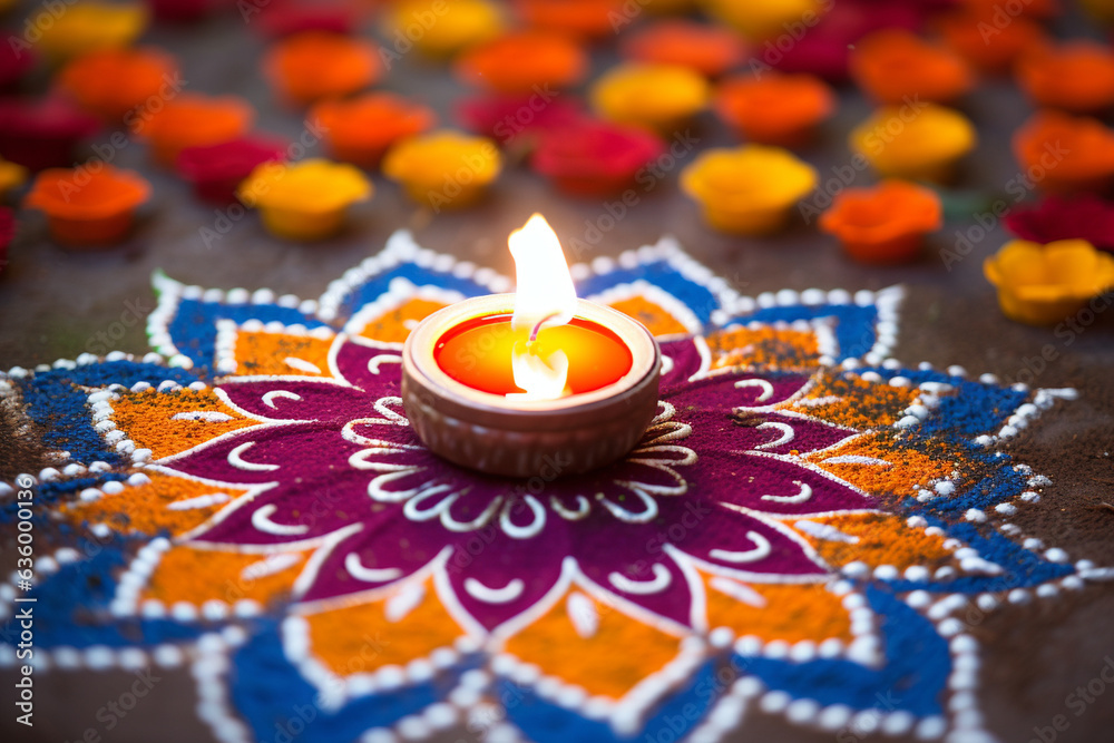 Burst of Colors in a Rangoli Design, Diwali, symbols Generative AI ...