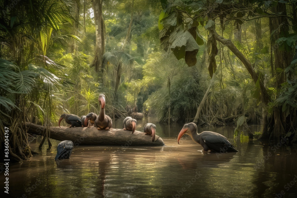 Wild diversity: elephants, monkeys, birds and caimans in the rainforest ...