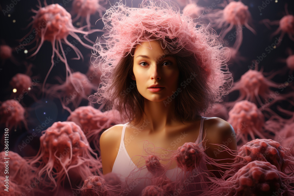 Conceptual illustration of cancer oncology and the spread of malignant ...