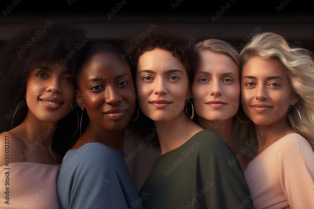 Foto de A group of smiling females stands together, representing ...