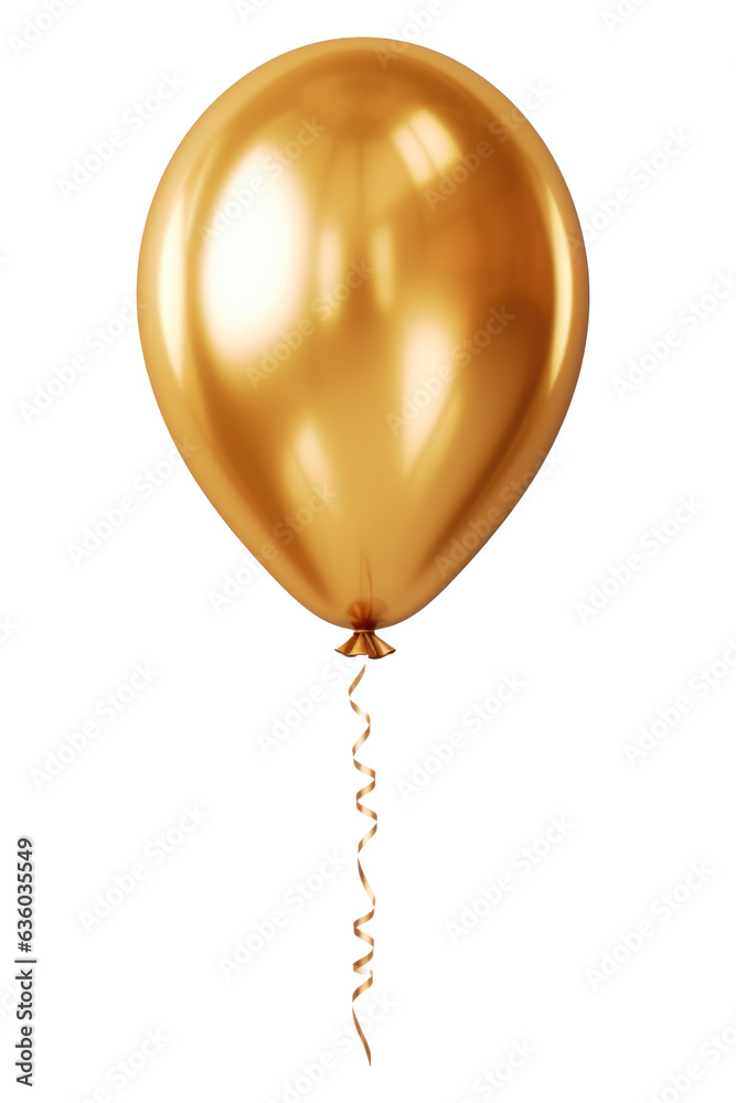 Gold metallic balloon isolated on transparent background. Generative ai ...