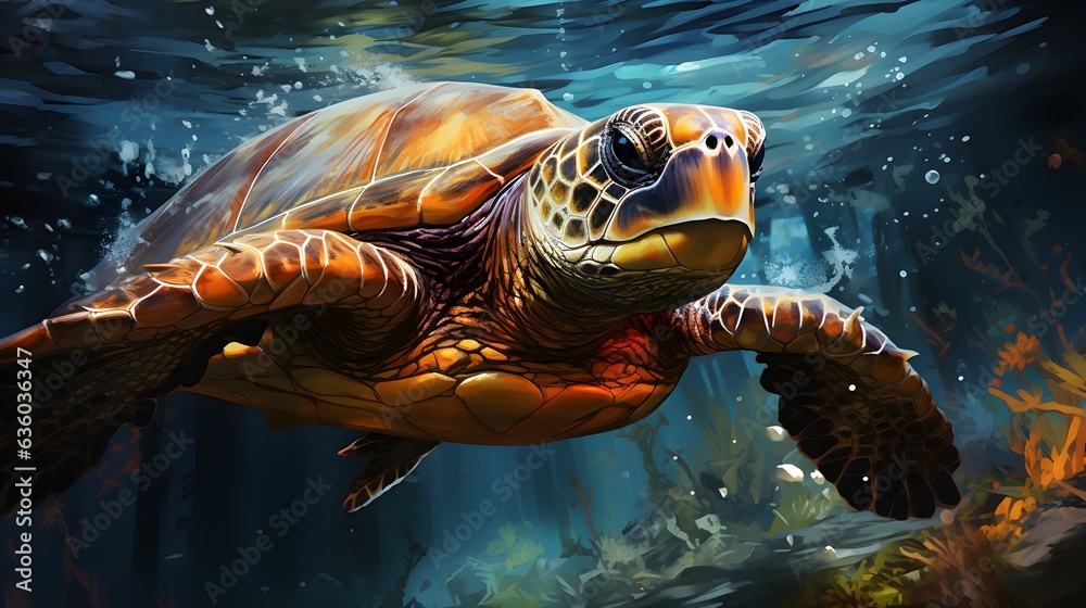 Sea turtle watercolor illustration, portrait wallpaper for phones, sea ...