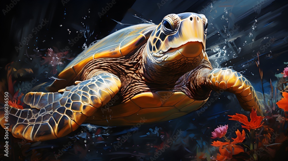 Sea turtle watercolor illustration, portrait wallpaper for phones, sea ...