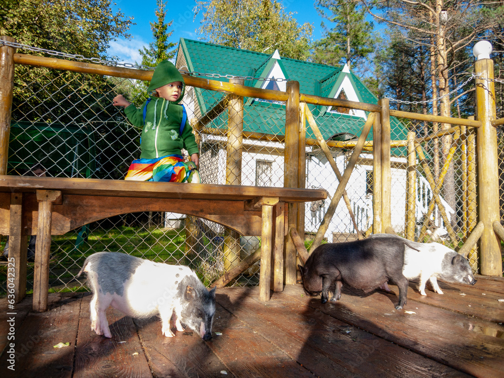 cute child scared animals Stock Photo | Adobe Stock