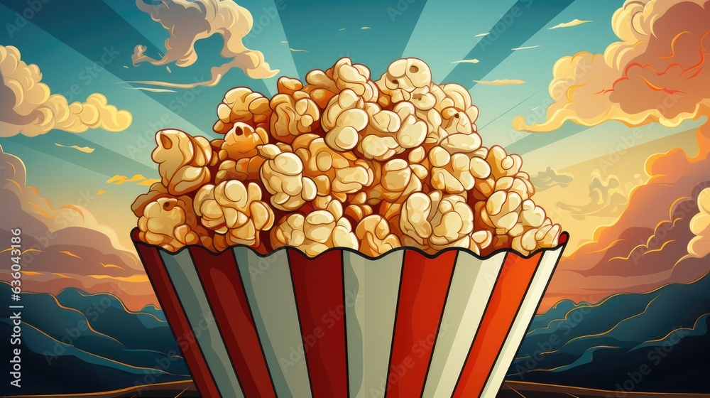Popcorn Box An iconic popcorn box overflowing - cinema themed ...