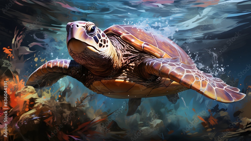 Sea turtle watercolor illustration, portrait wallpaper for phones, sea ...