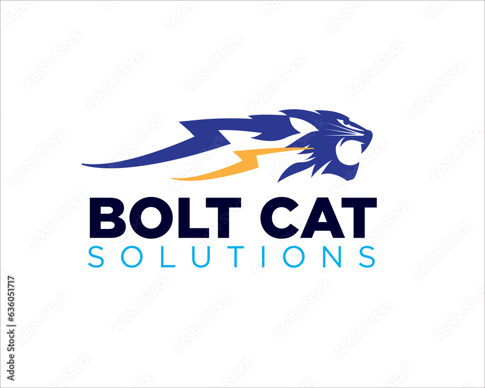 bolt power cat logo designs for electrical service Stock Vector | Adobe ...